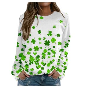 st. patrick's day women's 2023 new green shamrock clover sweatshirt tee shirt loose stylish blouses top saint shirts