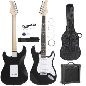 saicool 39 inch full size electric guitar beginner kit - complete starter kit bundle with 10w amplifie, carry bag, strap, strings, pick,for music lover beginner,black