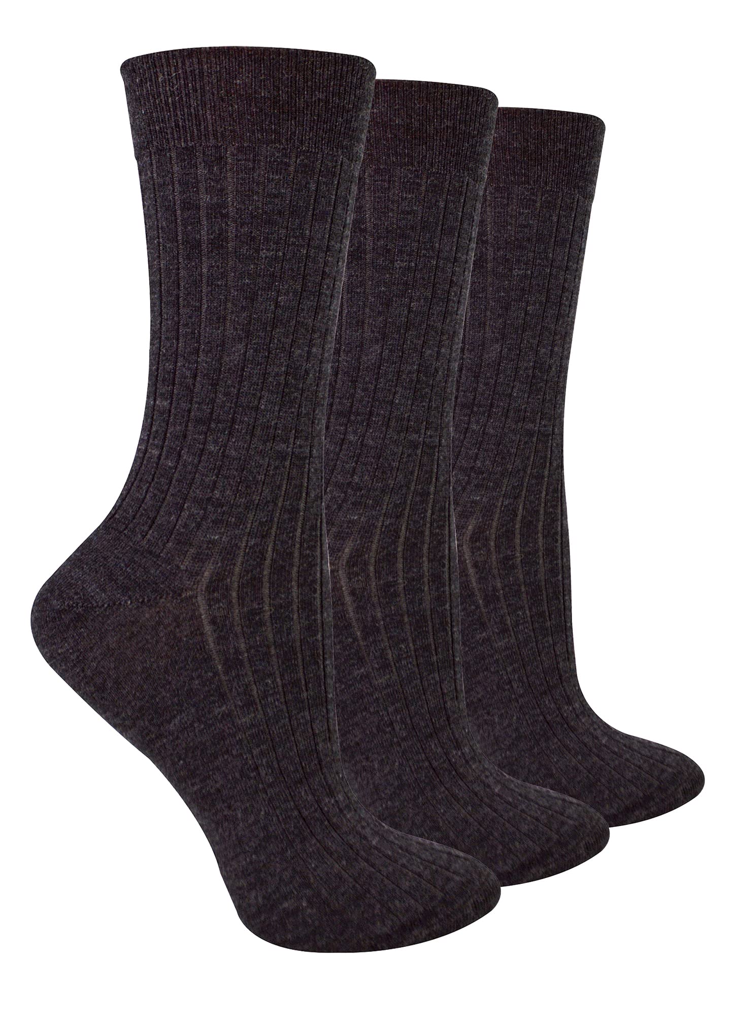 3 Pairs Womens Merino Wool Socks | Steven | Ladies Lightweight Warm Boot Socks (4-6, Dark Grey)