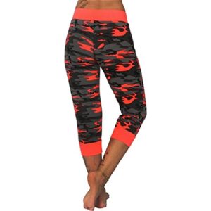 XUNRYAN Womens Capri Yoga Pants Plus Size Workout Capri Leggings High Waist Tummy Control Camo Jeggings Athletic Joggers