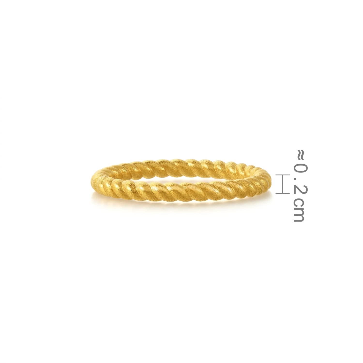 CHOW SANG SANG 999 24K Solid Gold Stackable Cubic Twisted Rope Ring for Women 92309R (Our Size 18/ US 8.5)