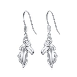 horse earrings for women 925 sterling silver horse dangle drop earrings horse ear hooks animal earrings horse jewelry gifts for women horse lovers