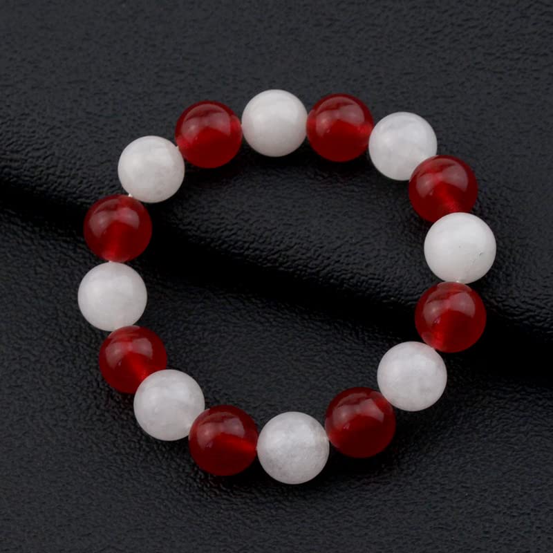 KANGSHUN Anime Fruits Basket Kyo Sohma Bracelet White Red Crystal Beads Bangle Bracelets for Women Men Cosplay Props Jewelry (B223)