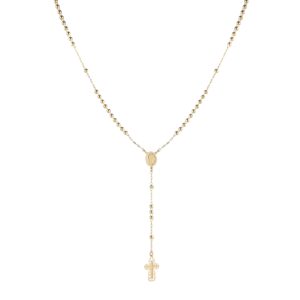 hzman dainty rosary necklace for women long gold plated brass lariat y cross necklace jewelry gift