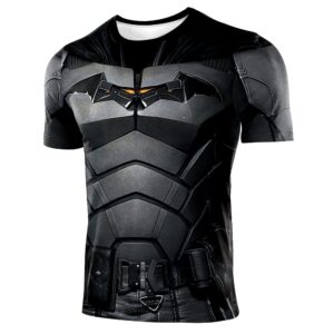 jiazery QZ Man Superhero Compression Shirt Short Sleeve Bat Base Layer Underwear (S)