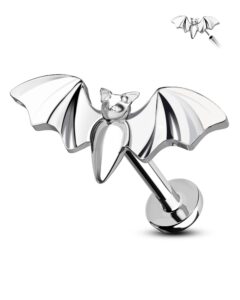 cocharm g23 solid titanium cartilage earrings stud 16g silver threadless push in helix earrings for women cute bat helix piercing jewelry surgical steel hypoallergenic