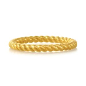 CHOW SANG SANG 999 24K Solid Gold Stackable Cubic Twisted Rope Ring for Women 92309R (Our Size 18/ US 8.5)