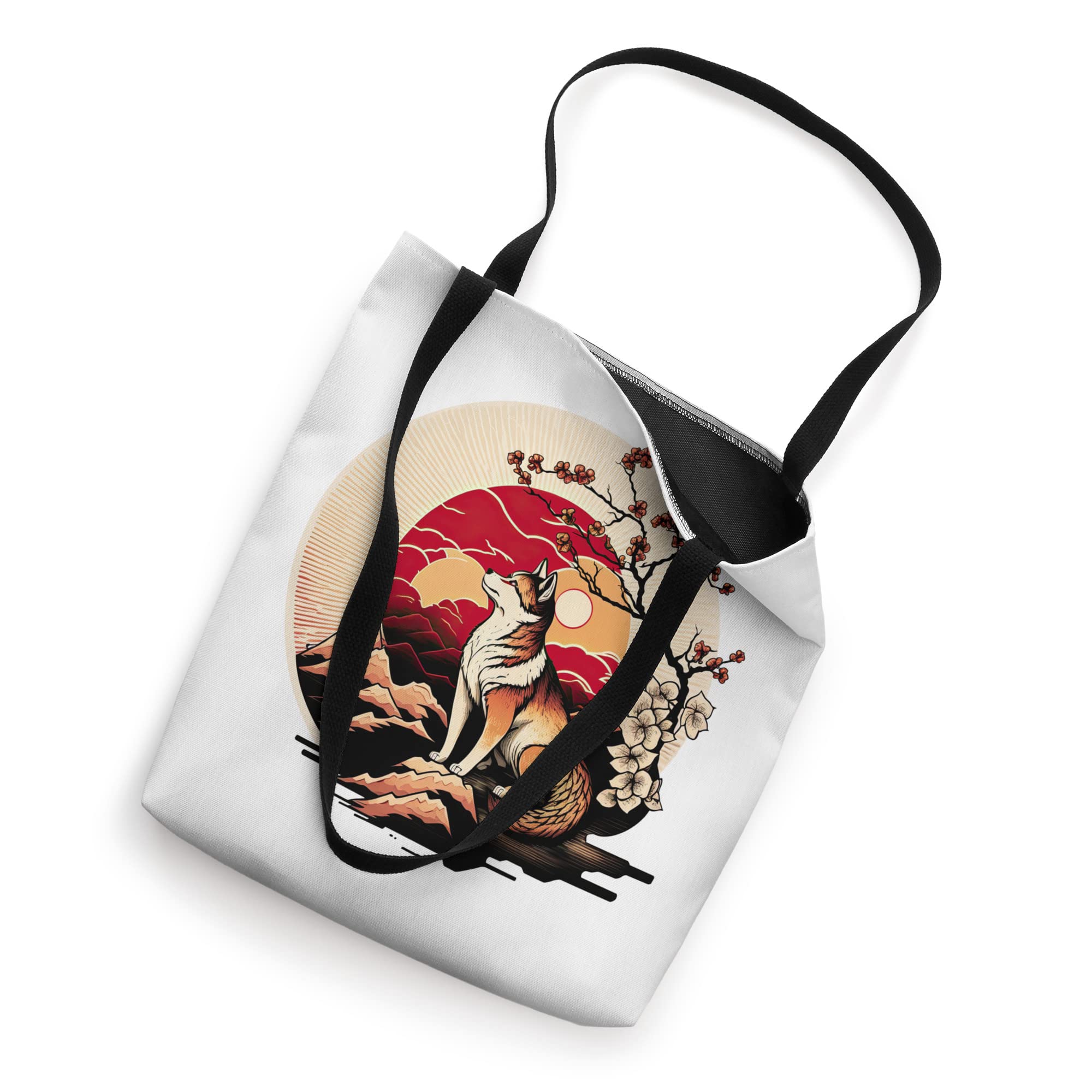 Japanese Shiba Inu Dog Sunset - Ukiyo-e Style Tote Bag