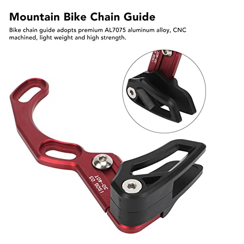 Jopwkuin Bike Single Disc Chain Guide, High Strength Red Light Weight Bike Chain Guide Professional Fine Polished for MTB Bike for Road Bike