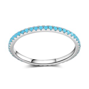 dtja turquoise stackable ring for women girls boho blue stone stacking statement knuckle band rings comfort fit simple retro wedding promise christmas birthday jewelry gift (9)