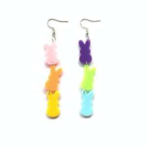 Easter Earrings for Women Bunny Dangle Earrings Rabbit Carrot Statement Dangle Earrings Cute Rabbit Animal Jewelry (A)