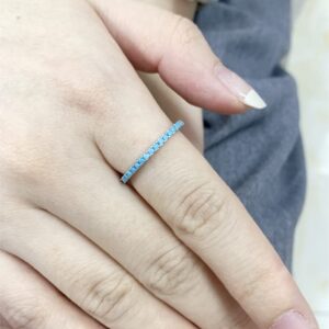 Dtja Turquoise Stackable Ring for Women Girls Boho Blue Stone Stacking Statement Knuckle Band Rings Comfort Fit Simple Retro Wedding Promise Christmas Birthday Jewelry Gift (9)