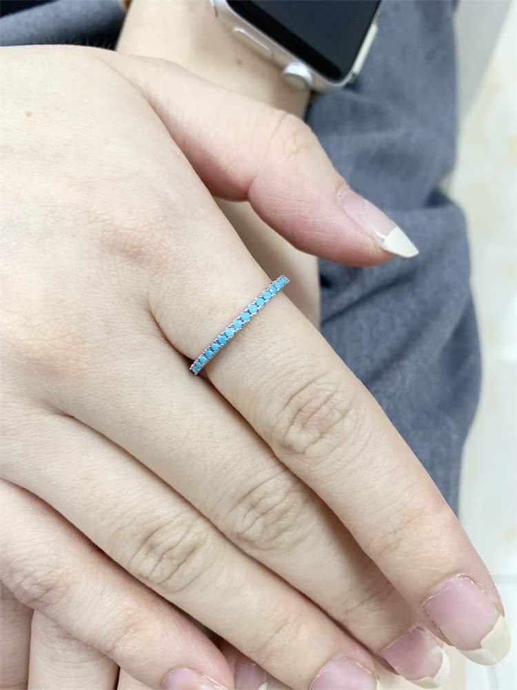 Dtja Turquoise Stackable Ring for Women Girls Boho Blue Stone Stacking Statement Knuckle Band Rings Comfort Fit Simple Retro Wedding Promise Christmas Birthday Jewelry Gift (9)