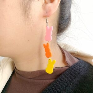 Easter Earrings for Women Bunny Dangle Earrings Rabbit Carrot Statement Dangle Earrings Cute Rabbit Animal Jewelry (A)