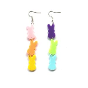 easter earrings for women bunny dangle earrings rabbit carrot statement dangle earrings cute rabbit animal jewelry (a)