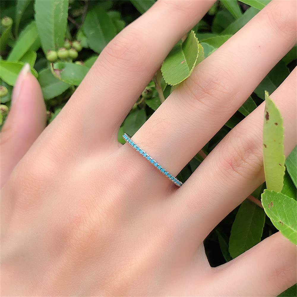 Dtja Turquoise Stackable Ring for Women Girls Boho Blue Stone Stacking Statement Knuckle Band Rings Comfort Fit Simple Retro Wedding Promise Christmas Birthday Jewelry Gift (9)