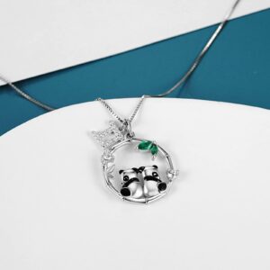 Gemini Necklace Sterling Silver Panda Pendant Necklace Constellation Necklace Zodiac Signs Jewelry Gemini Gifts for Women