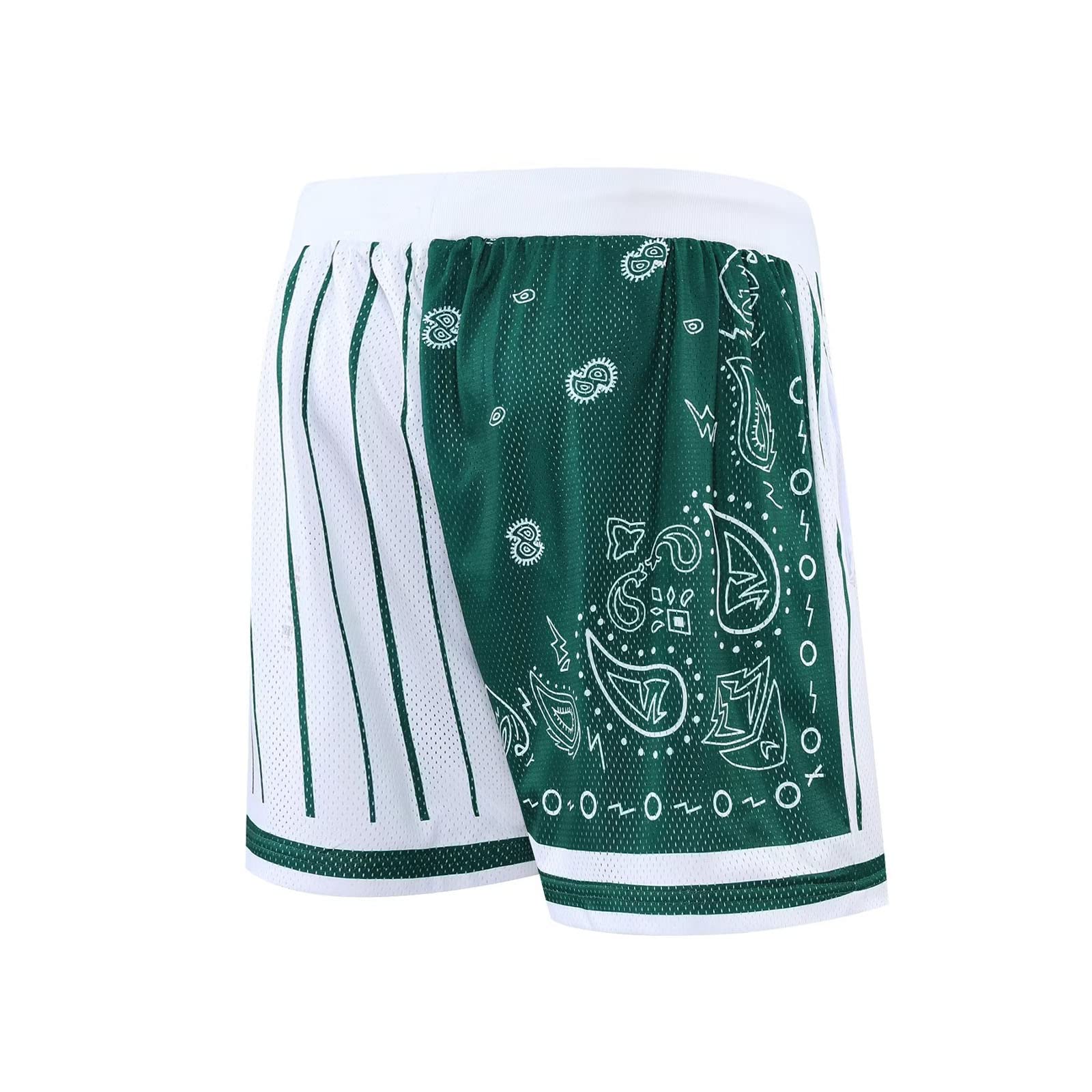 Baisile Basketball Shorts Men Mesh Athletic Gym Running Sports Workout Training Shorts with Pockets Drawstring-Green-2XL