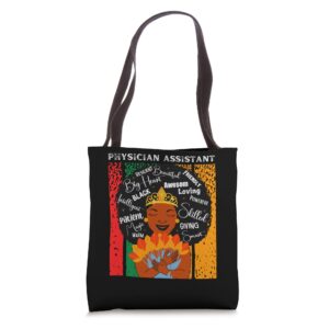 black physician assistant queen black history month melanin tote bag