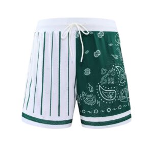 baisile basketball shorts men mesh athletic gym running sports workout training shorts with pockets drawstring-green-2xl