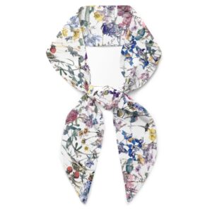 liberty london purse, head, or neck scarf - "wild flowers white" skinny scarf - headband, handbag, purse handle - silky tana lawn cotton