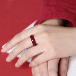 Uarein FengShui Cinnabar Rings for Women Men Feng Shui Lucky Rings Red Cinnabar Feng Shui Rings Attract Wealth Money Rings Protection Amulet Rings Good Luck Jewelry Gifts (16mm)