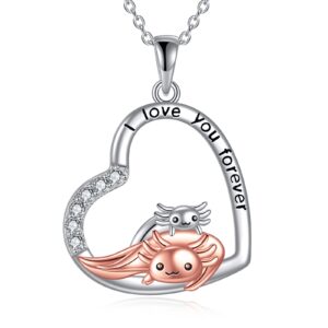 poplyke axolotl mother and daughter necklace for women 925 sterling silver animal jewelry birthday gifts