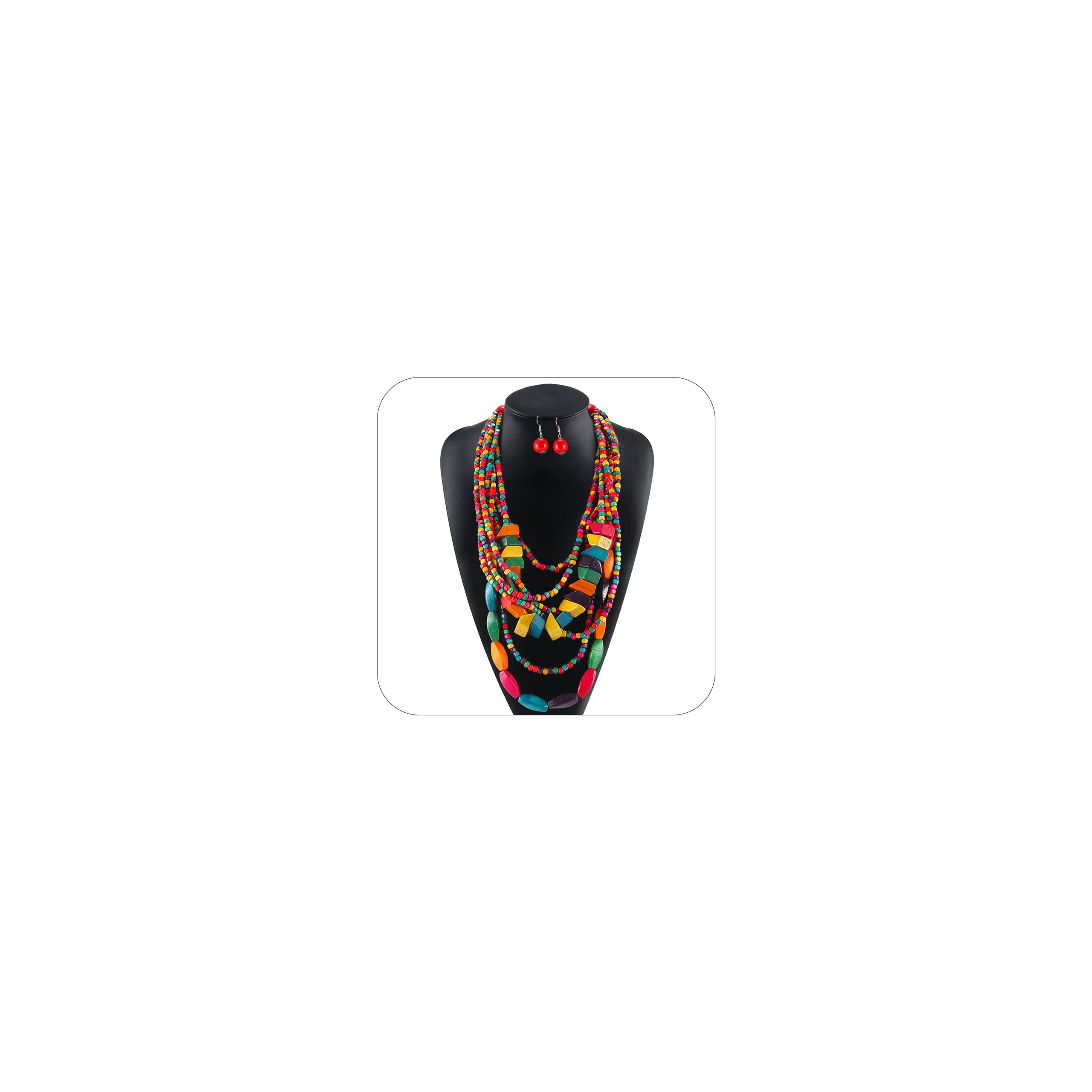 choice of all African Jewelry for Women African Necklace Earring Set for Black Women Chunky Necklace Colorful Beaded Necklace African Outfits Shirt Dress Jewelry Accessories