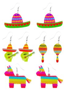 ymimanchil fiesta earrings for women cinco de mayo earrings acrylic cinco de mayo party earrings fiesta party sombrero dangle earrings mexican holiday gift