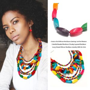 choice of all African Jewelry for Women African Necklace Earring Set for Black Women Chunky Necklace Colorful Beaded Necklace African Outfits Shirt Dress Jewelry Accessories