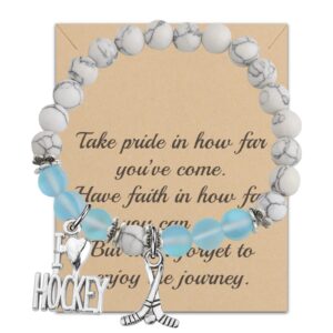 fustmw hockey charm bracelet ice hockey players inspirational gift hockey jewelry gifts for her (hockey charm bracelet)