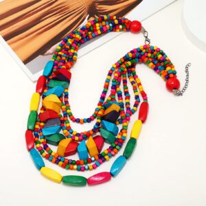 choice of all African Jewelry for Women African Necklace Earring Set for Black Women Chunky Necklace Colorful Beaded Necklace African Outfits Shirt Dress Jewelry Accessories