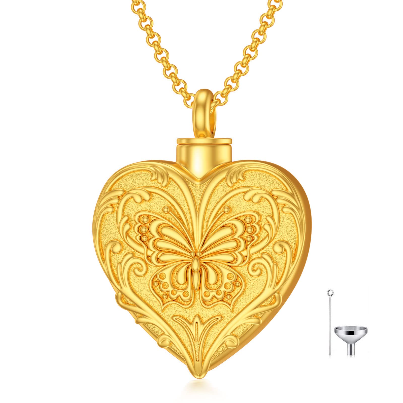 SOULMEET Gold Plated Dream Butterfly Cremation Jewelry for Ashes, Heart Butterfly Urn Necklace That Holds Human Dog Cat Ashes, Carry Memorial Jewelry to Keep Someone Always with You