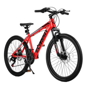 ecarpat mountain bike 24 inch wheels, 21-speed trail commuter city mountain bikes aluminum frame for men women bicycles disc brakes front suspension