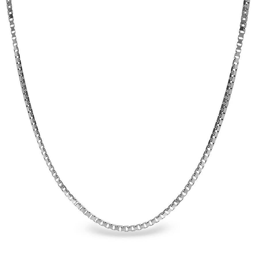 TRUFINE Sterling Silver Box Chain Necklace Thin, Dainty, 925 Sterling Silver Durable Sturdy gift 0.8mm &1mm Jewelry for Women Men Made in Italy (Length 24 Inch, 1mm)