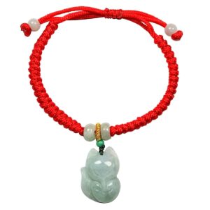 sudemota bracelet natural a grade jade fox pendant red string bracelet lucky bracelet friendship bracelet gift for halloween thanksgiving christmas (color : red)