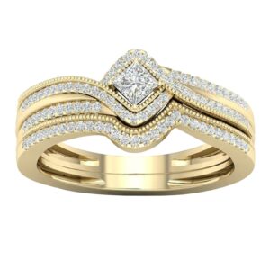 elegant women inlaid zircon ring twist engagement rings bridal wedding chunky band exquisite jewelry party (gold, 6)