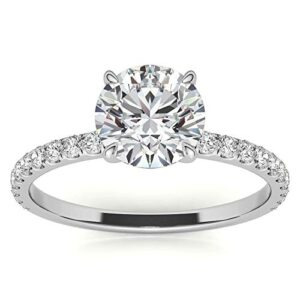 10k solid white gold handmade engagement ring 2.00 ct round cut moissanite diamond solitaire wedding/bridal rings set for women/her, amazing ring gift for her