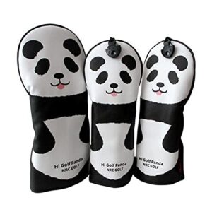 besstuup 3x 3x golf pu leather headcover panda pattern wood cover equipment for