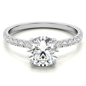 10K Solid White Gold Handmade Engagement Ring 2.00 CT Round Cut Moissanite Diamond Solitaire Wedding/Bridal Rings Set for Women/Her, Amazing Ring Gift for Her