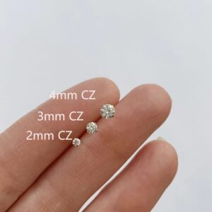 3mm Tiny CZ Screw on Flat Back Stud Earrings,Gold Plated Flat Back Cubic Zirconia Earrings for Helix Cartilage Tragus Earlobe Piercing Jewelry Gift for Women Men(3mm CZ, Gold)