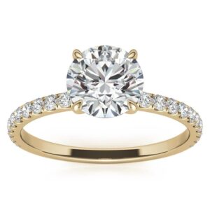 10k solid yellow gold handmade engagement ring 2.00 ct round cut moissanite diamond solitaire wedding/bridal rings set for women/her, amazing ring gift for her