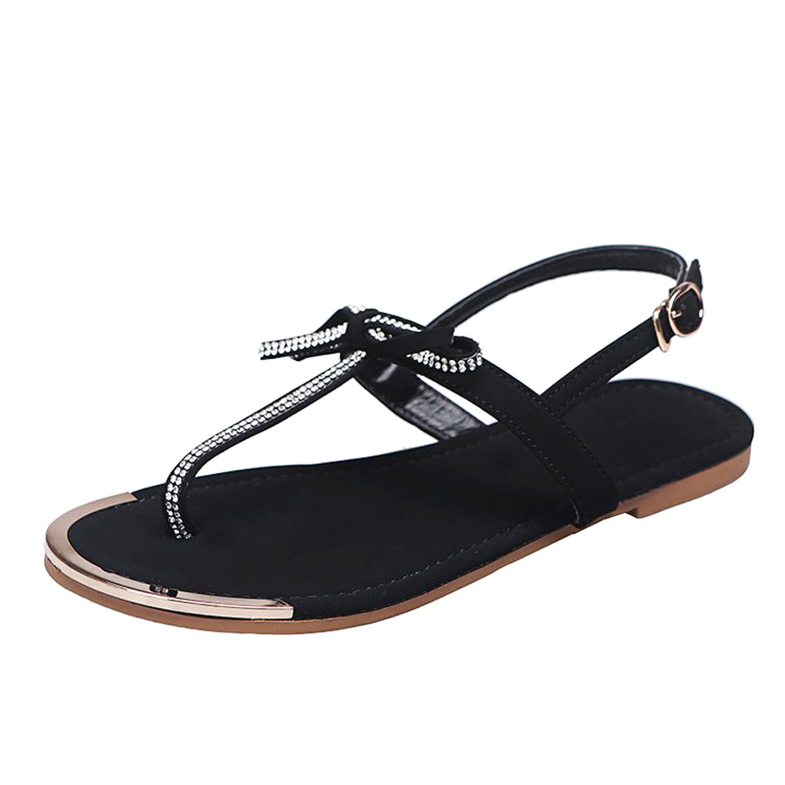 ZHOUXINGB Summer Sandals for Women Sexy, Black Womens Sandals Training Sandals Zipper Back Water Shoes Two Strap Shoes Heels Low Flats Heeled Business Casual Shoes for Women