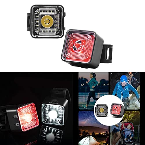 BESSTUUP Riding Light Front and Rear Sets of Lights Brake Warning Rear Bike Light Easy Install USB Rechargeable Brake Sensing Light for Bicycle Road Cycling - E105front E105Srear