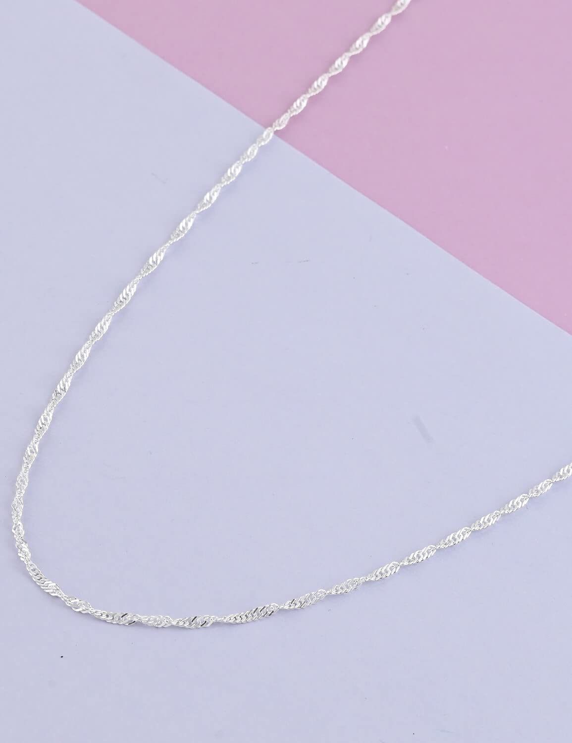 Waitsoul 925 Sterling Silver Singapore Chain Lobster Clasp 2.5mm Necklace for Women Silver Chain for Women Silver Necklace Chain 22 Inches Gifts for Her