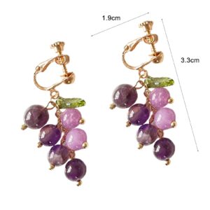 Earring, 1 Pair Vivid Charming Dangle Earrings Alloy Lovely Fruit Grape Drop Stud Earrings Jewelry Acessories Drop Earrings for Dating (Colour Name : B) (B b)