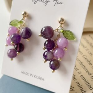 Earring, 1 Pair Vivid Charming Dangle Earrings Alloy Lovely Fruit Grape Drop Stud Earrings Jewelry Acessories Drop Earrings for Dating (Colour Name : B) (B b)