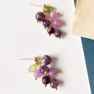 Earring, 1 Pair Vivid Charming Dangle Earrings Alloy Lovely Fruit Grape Drop Stud Earrings Jewelry Acessories Drop Earrings for Dating (Colour Name : B) (B b)