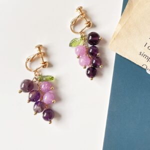 Earring, 1 Pair Vivid Charming Dangle Earrings Alloy Lovely Fruit Grape Drop Stud Earrings Jewelry Acessories Drop Earrings for Dating (Colour Name : B) (B b)