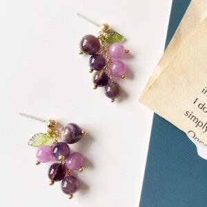 Earring, 1 Pair Vivid Charming Dangle Earrings Alloy Lovely Fruit Grape Drop Stud Earrings Jewelry Acessories Drop Earrings for Dating (Colour Name : B) (B b)